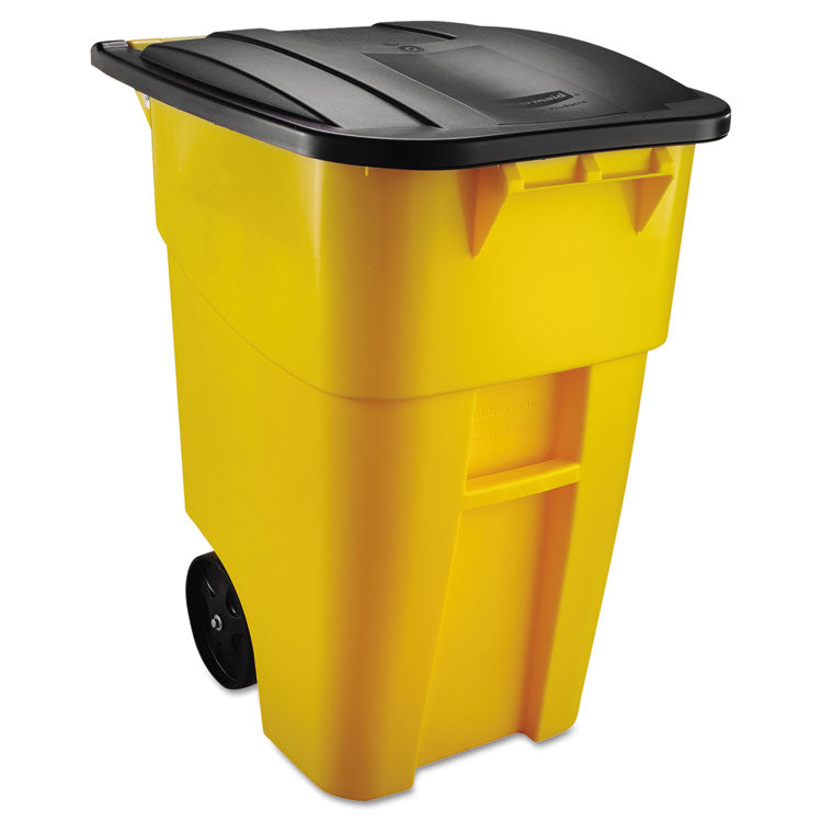 Square Brute Rollout Container, 50 gal, Molded Plastic, Yellow ...