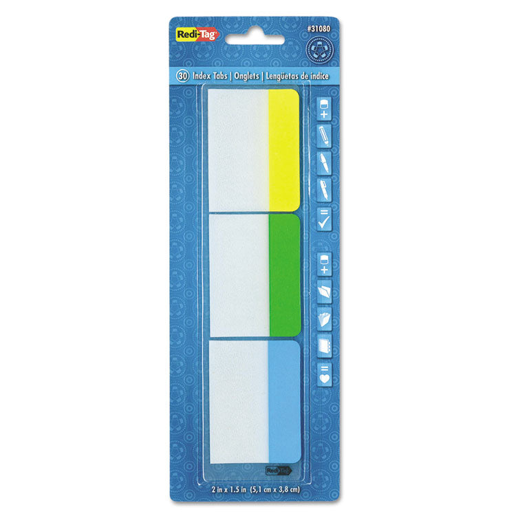 Write-On Index Tabs, 1/5-Cut, Assorted Colors, 2" Wide, 30/Pack ...
