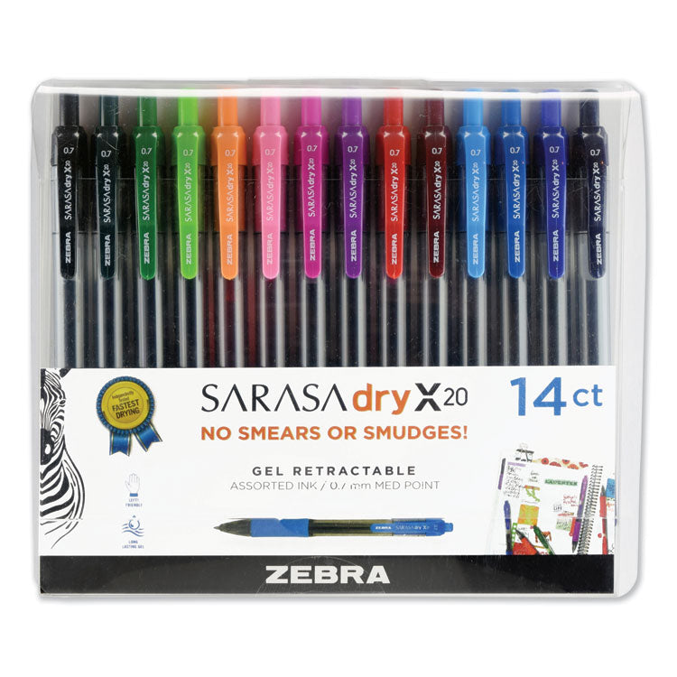Sarasa Dry Gel X20 Gel Pen, Retractable, Medium 0.7 mm, Assorted Ink a ...