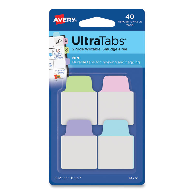 Ultra Tabs Repositionable Tabs, Mini Tabs: 1" x 1.5", 1/5-Cut, Assorte ...