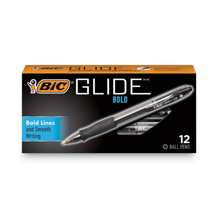 GLIDE Bold Ballpoint Pen, Retractable, Bold 1.6 mm, Black Ink, Smoke B ...