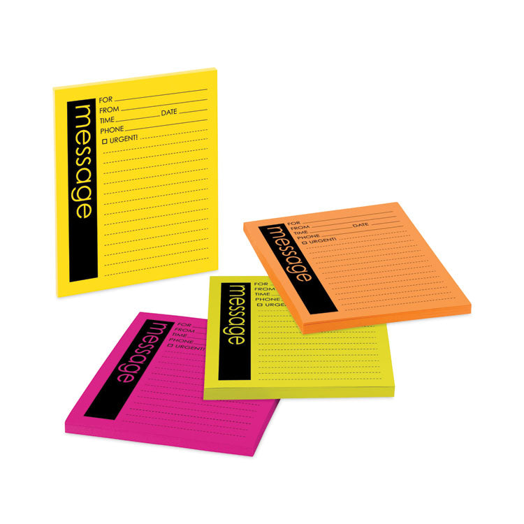 Self-Stick Message Pad, Note Ruled, 4" x 5", Energy Boost Collection C ...